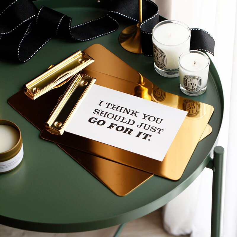 Gold Stainless Steel Menu Folder Document File Fol... – Vicedeal