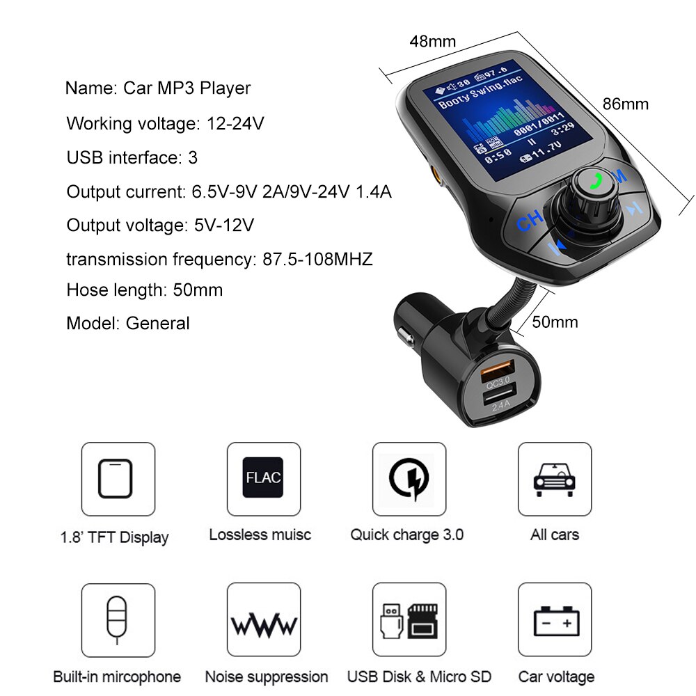 Auto MP3 Spieler Bluetooth Dual USB Ladung Fahrzeu... – Grandado