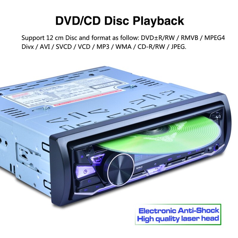 1 Din Car Bluetooth DVD VCD CD Player MP3 MP4 FM A... – Grandado