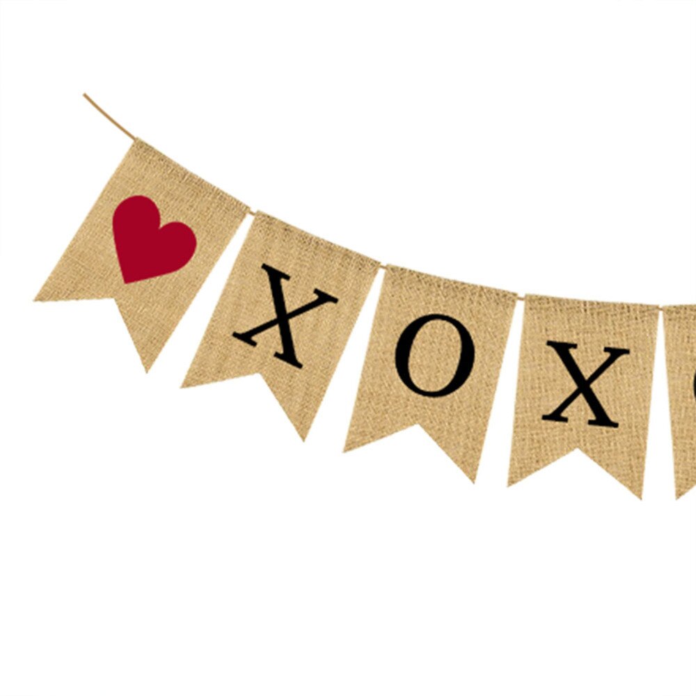 Valentines Day Bunting Red Heart Burlap Banner Swa... – Vicedeal