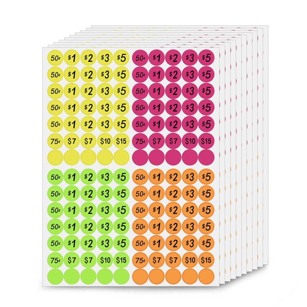 10 Sheet Pricing Stickers Dollar Stickers Self Adh... – Grandado