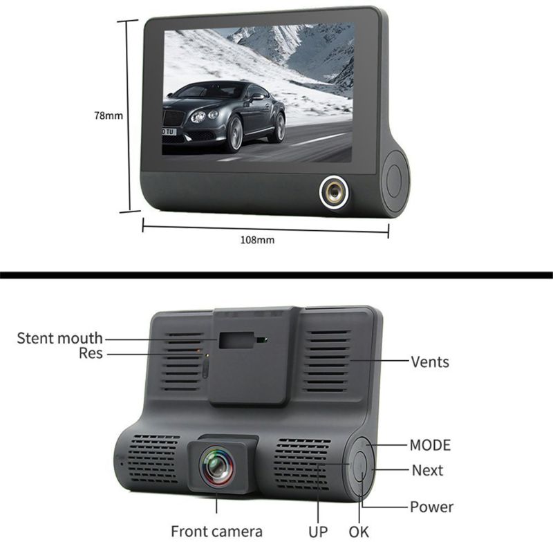 1080P Car DVR 4"Dual Lens Dash Cam Front and ... – Grandado