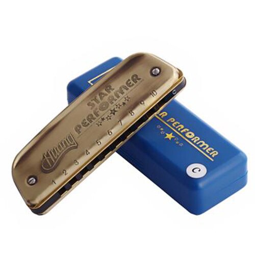 Vintage Style Blues Harmonica Golden 10 Holes C Ke... – Vicedeal