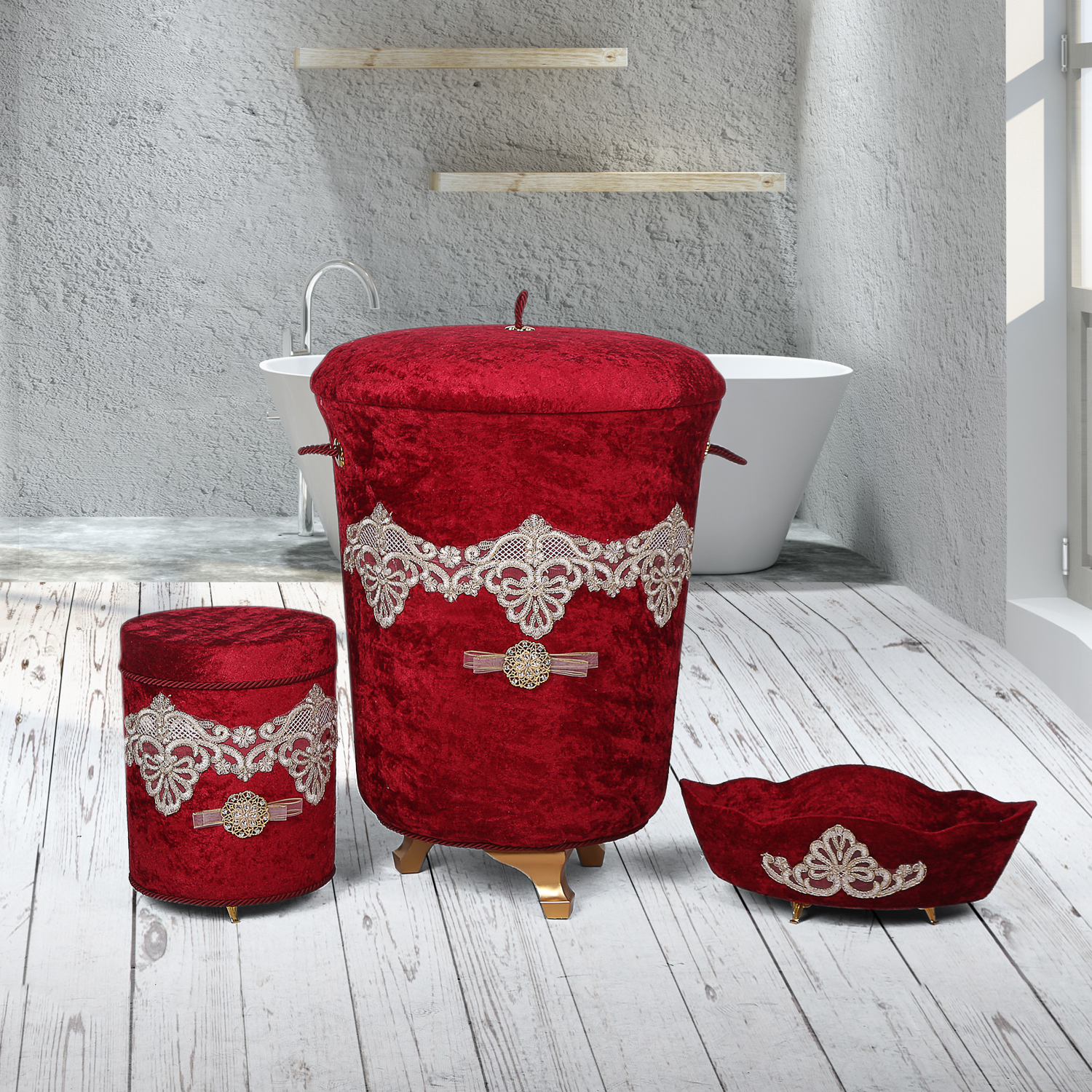 Bonny Home Golden 3 Pieces Laundry Basket Set Towe... – Vicedeal