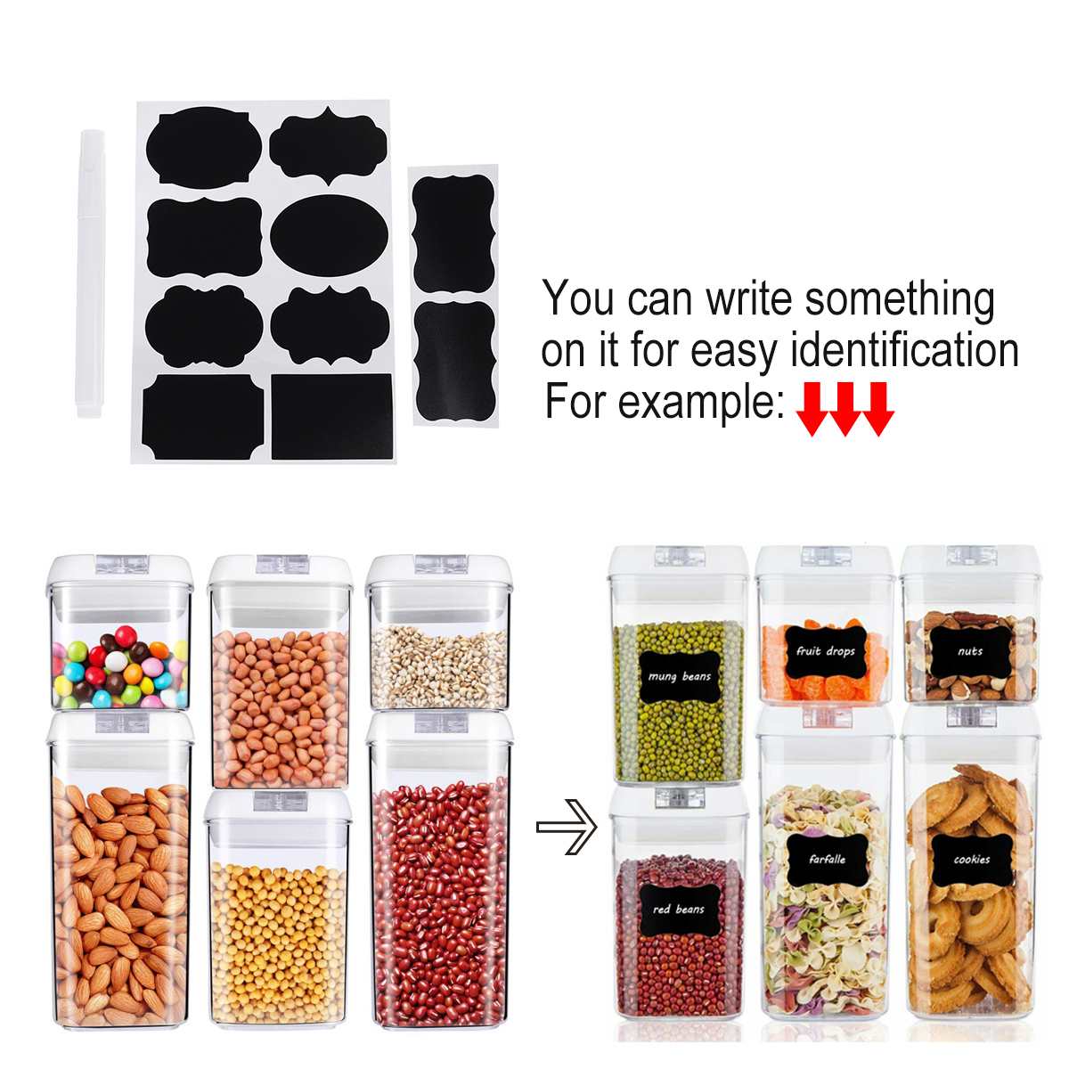 6Pcs Dry Food Storage Box Food Containers Transpar... – Grandado