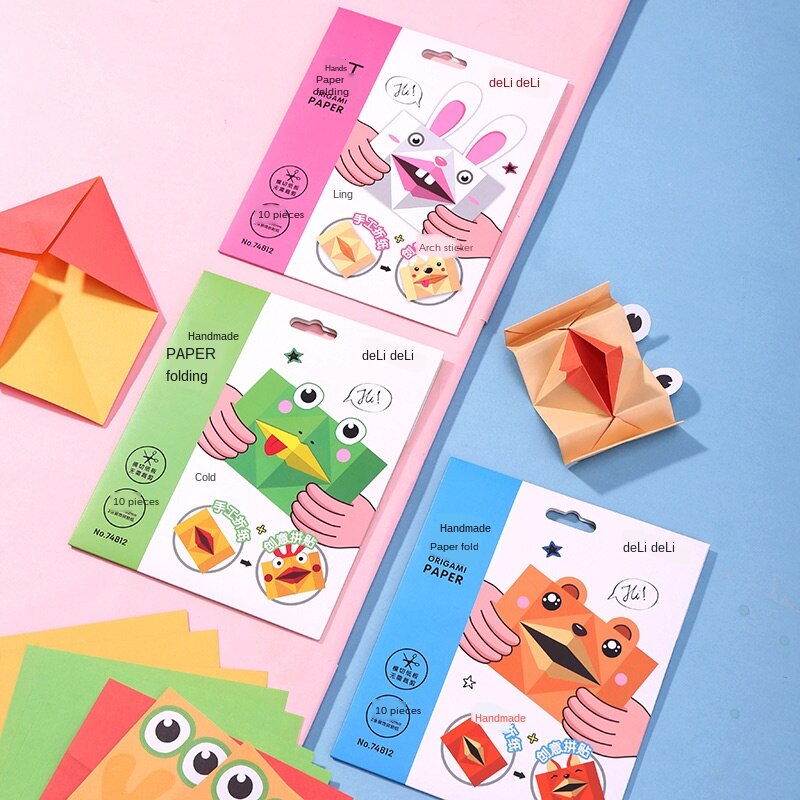 Origami barns pappersklippt set färgmönster dubbel... – Vicedeal