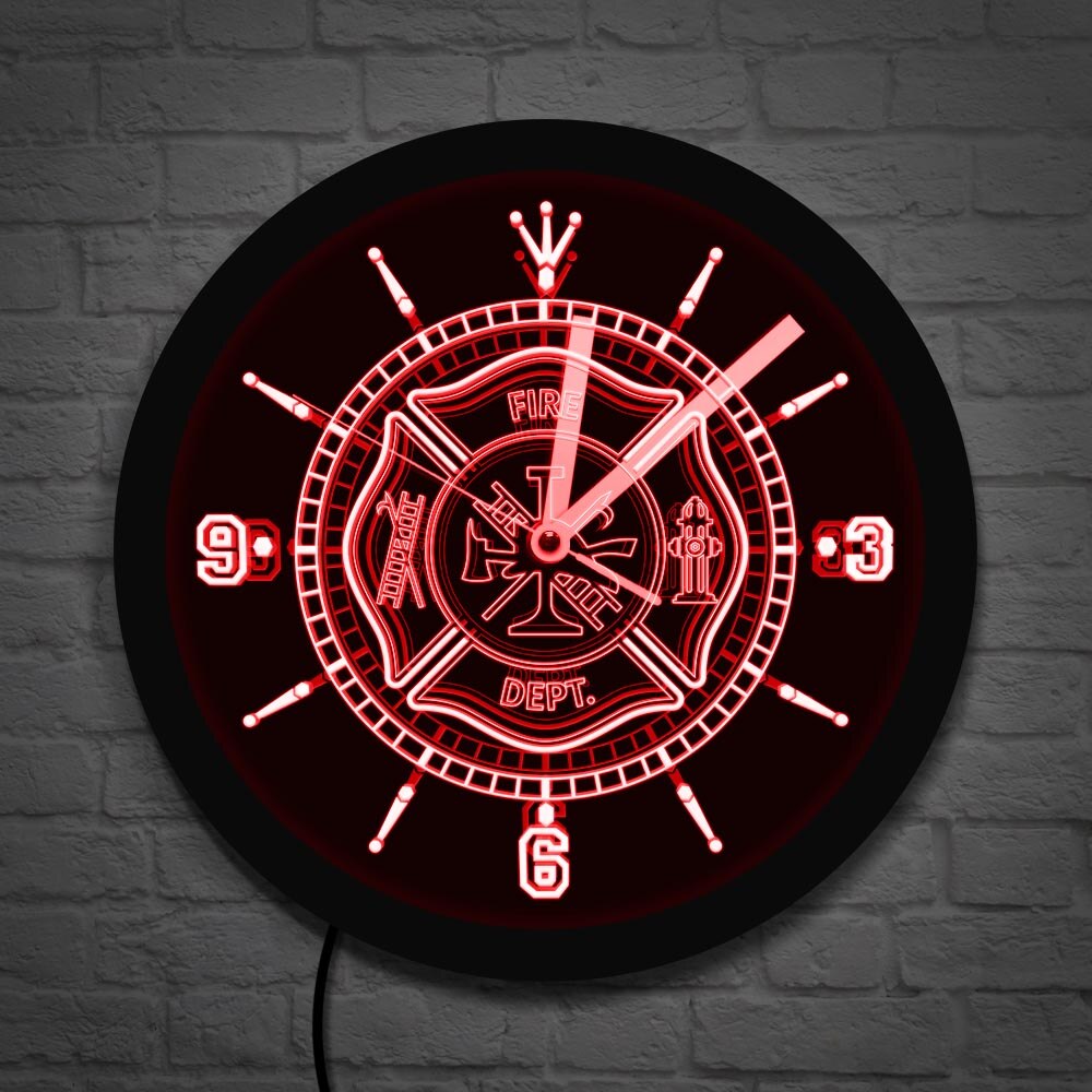 Fire Rescue Fire Dept.LED Lighted Wall Clock Malte... – Grandado