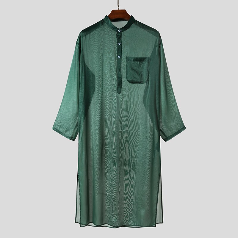 Masculino muçulmano jubba thobe sólido árabe islâm... – Vicedeal