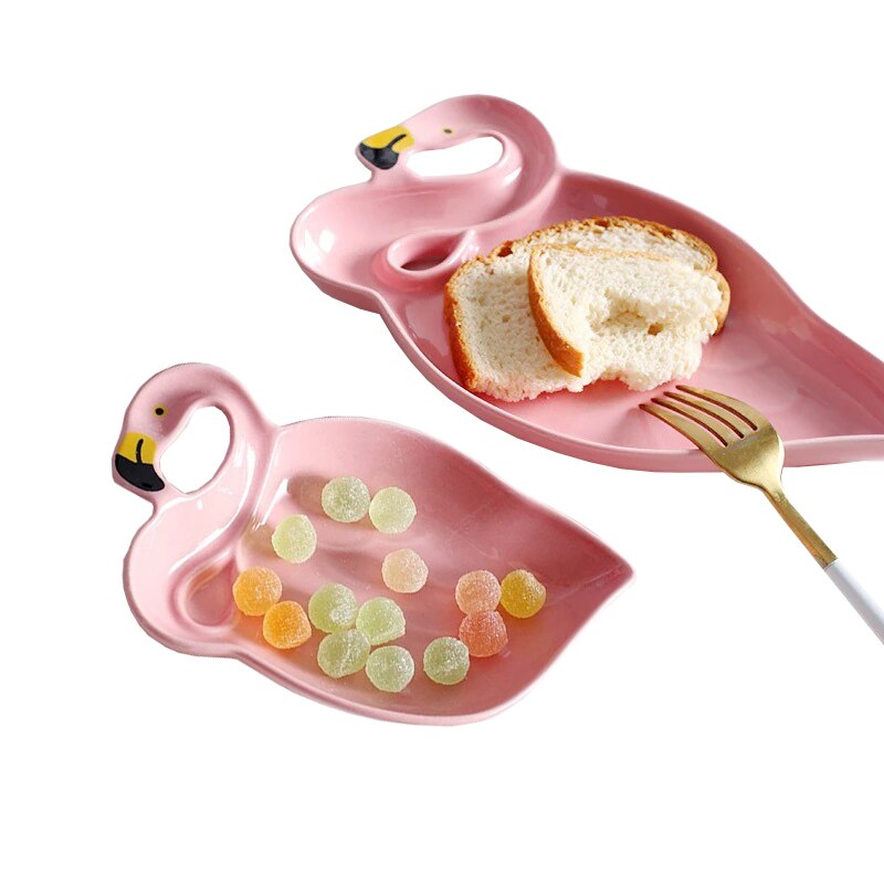 Flamingo Dishes Plates,Pink 3D Ceramic Plate Snack... – Grandado