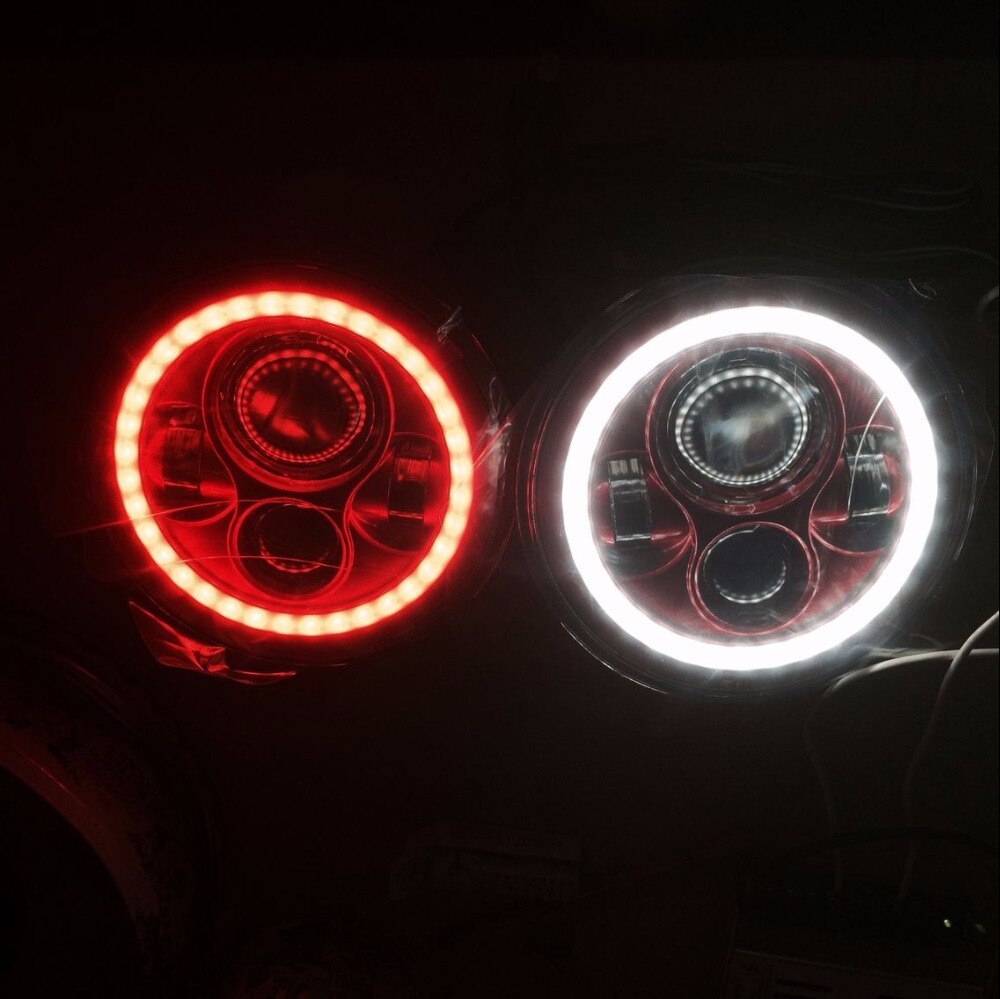 Red Colored 40W 7 Inch Round LED Headlight Red/Whi... – Grandado