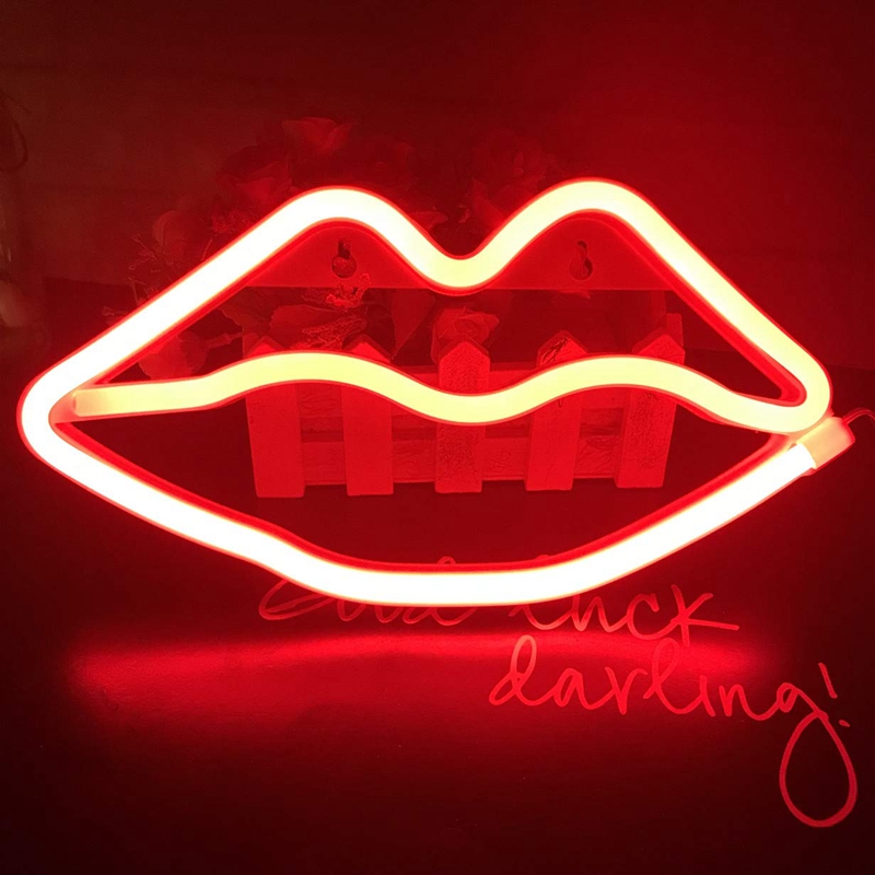 Neon Light Pink Red Lips LED Neon Sign USB / Batte... – Grandado