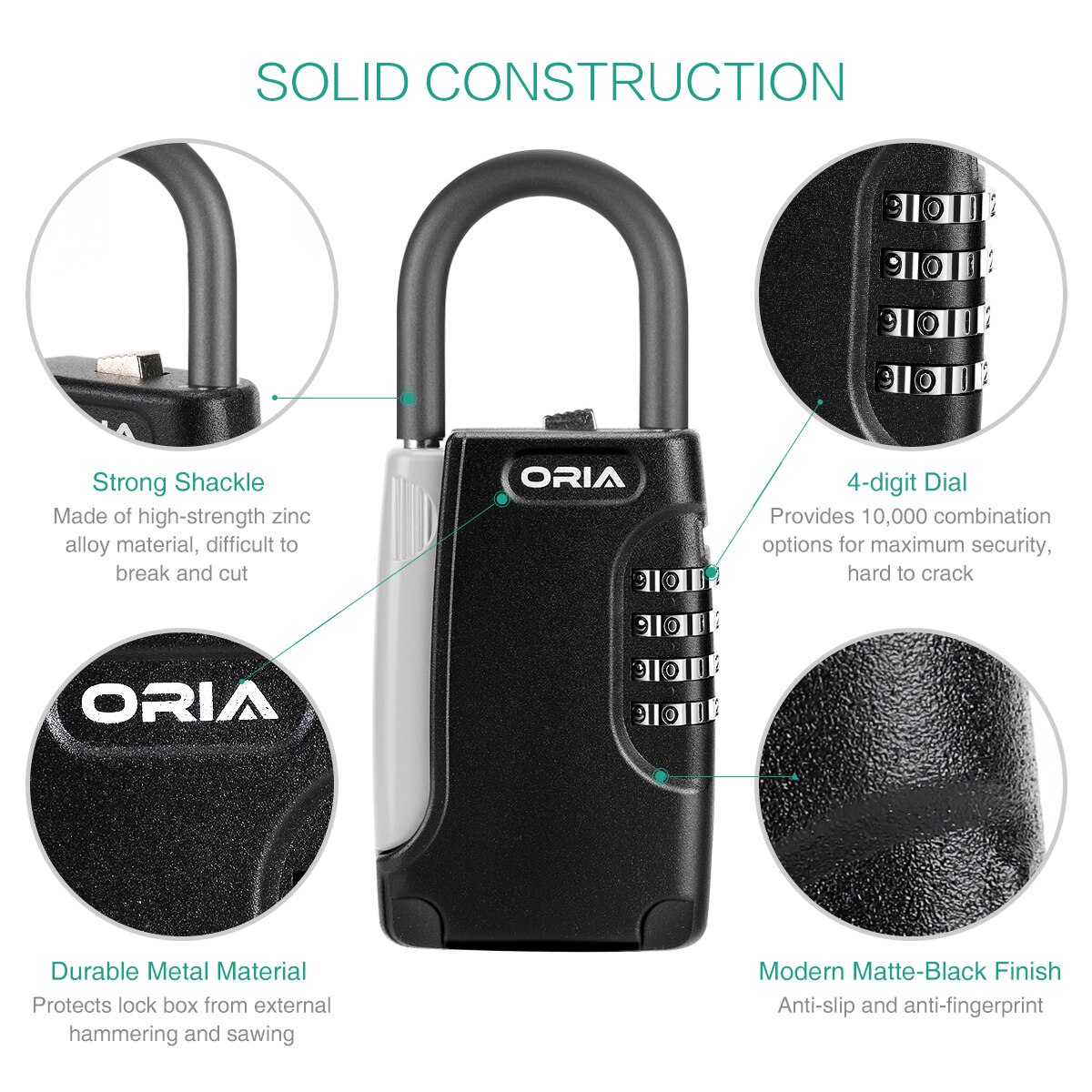 ORIA Home Lock Box 4 Digit Combination Key Storage... – Grandado
