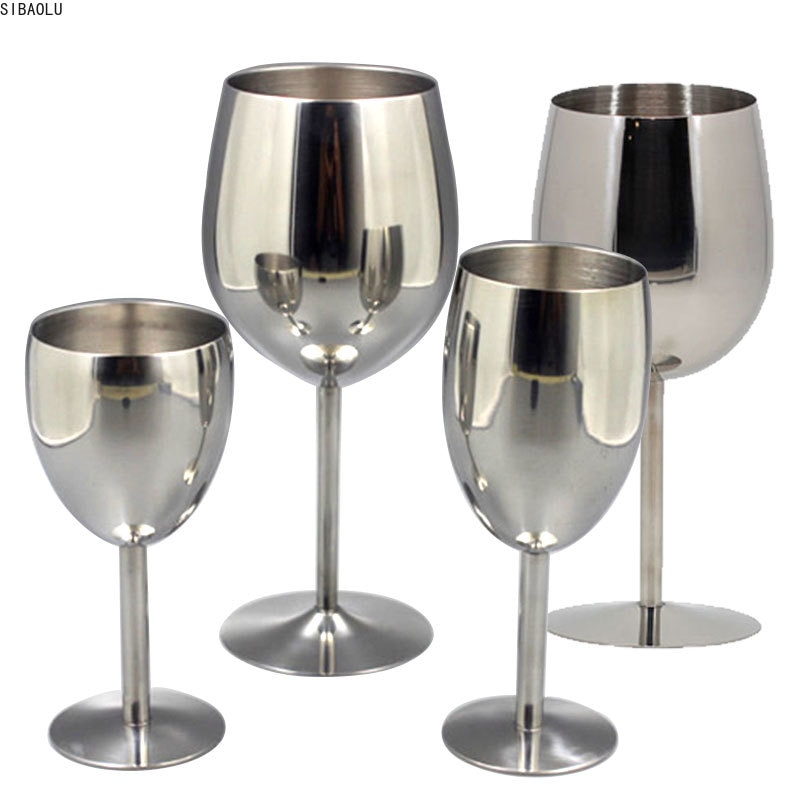 Copas de vino de acero inoxidable 18/8, copas de v... – Grandado