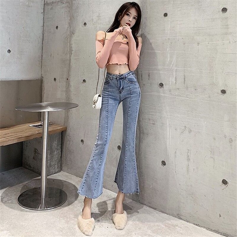 Vintage High Waisted Flare Jeans For Women Bell Bo... – Vicedeal