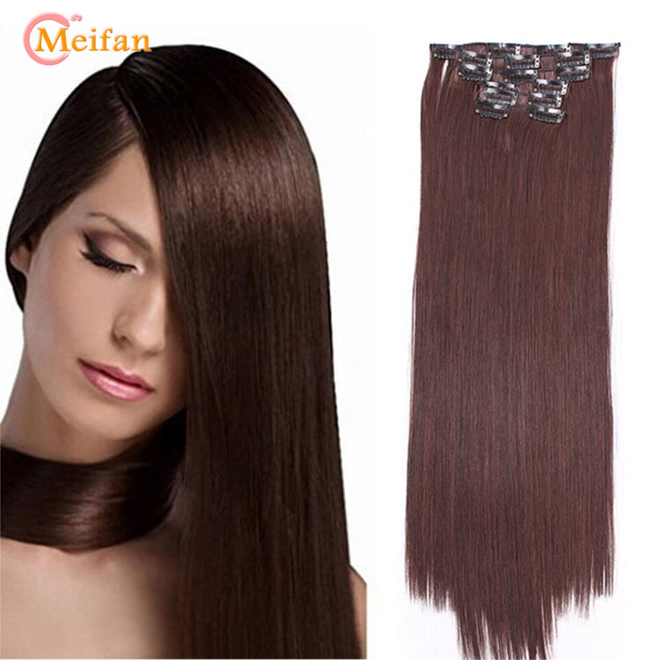 MEIFAN 24Inch Long Silky Straight Hairpieces 6pcs/... – Grandado