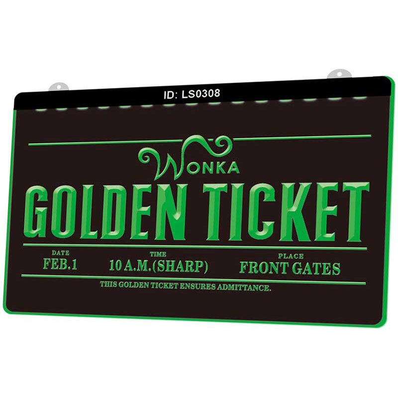 LS0308 Wonka Golden Ticket 3D Engraving LED Light ... – Grandado