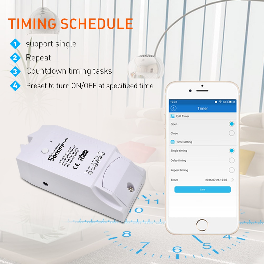 Itead Sonoff Dual R2 2CH 2 Gang Draadloze Afstands... – Vicedeal