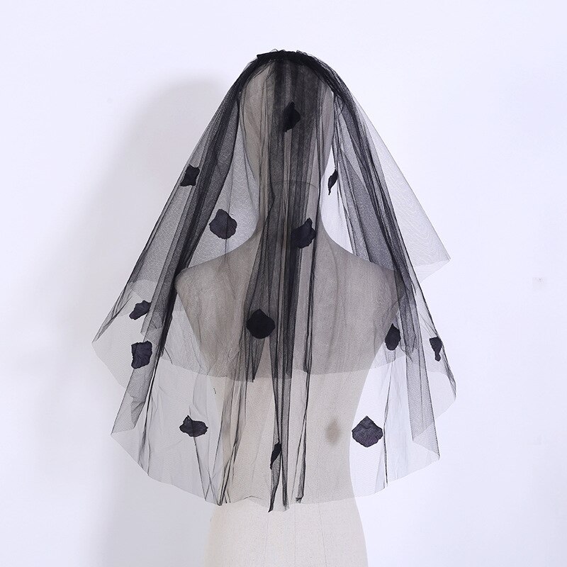 3 Styles Retro Gothic Lace Muslim Bride Veil Black... – Grandado