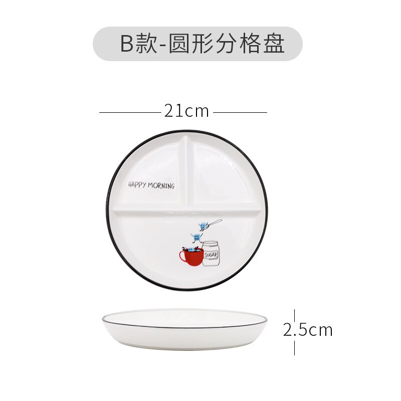 Scandinavian Circular Partition Plate Ceramic Frui... – Vicedeal