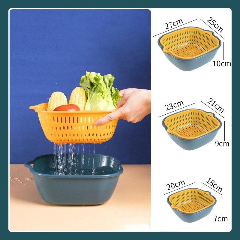 Double-layer Fruit and Vegetable Plastic Drain Bas... – Grandado