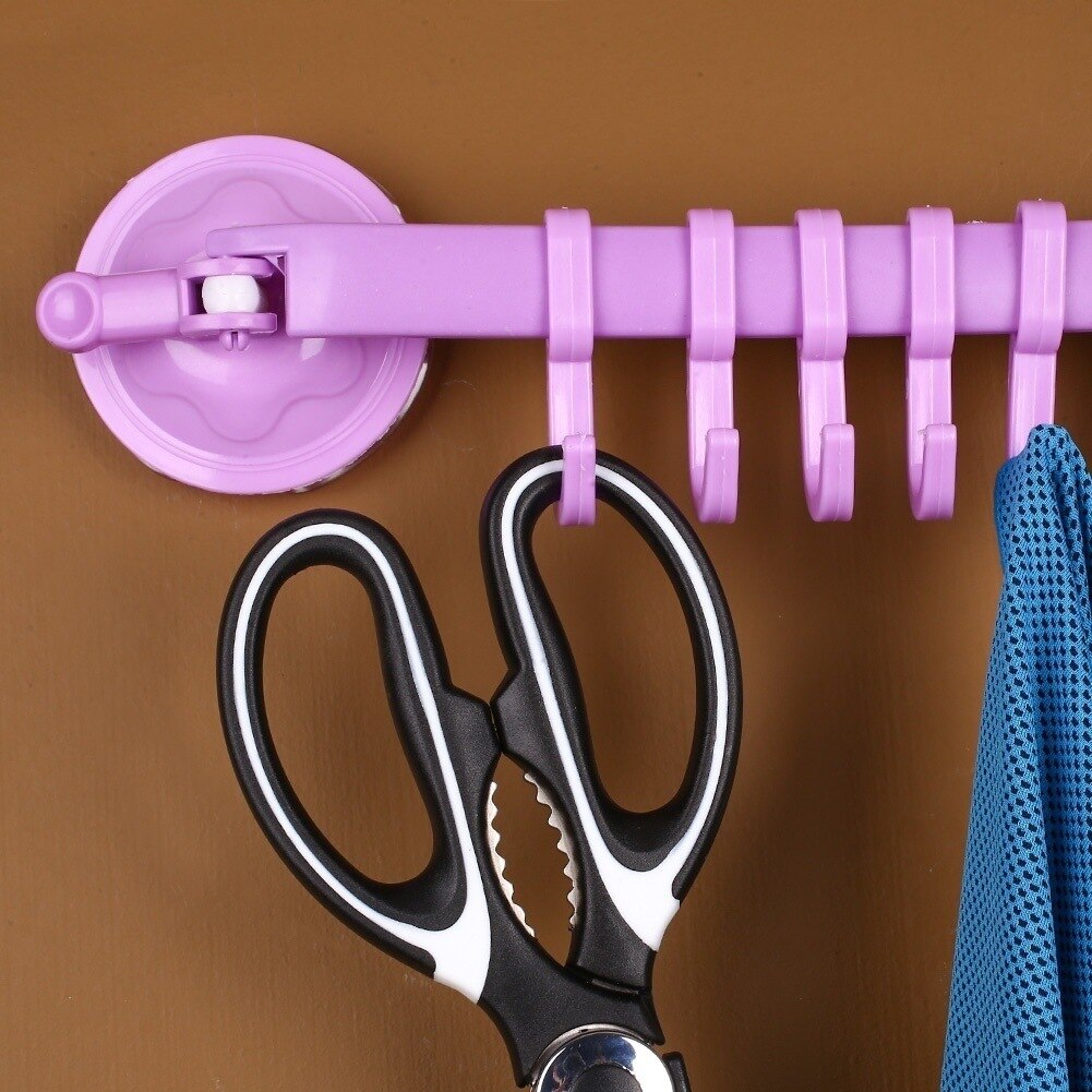 Wall 6-Hook Rack Suction Cup Towel Sponge Brush Ha... – Grandado