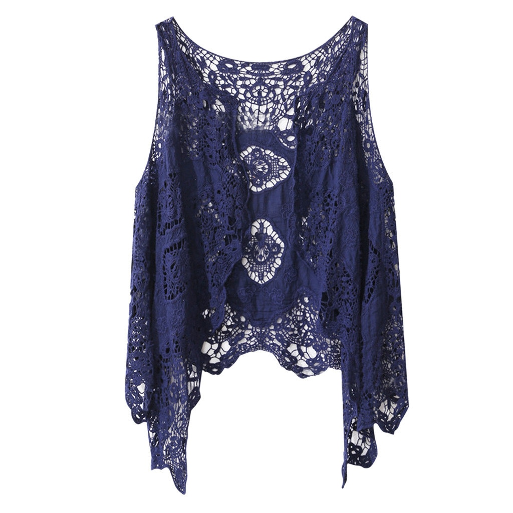 Floral Crochet Knitted Vest Jacket Summer Autumn W... – Vicedeal