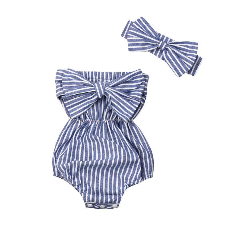 Pudcoco Baby Girls Off Shoulder Striped Romper Jum... – Grandado