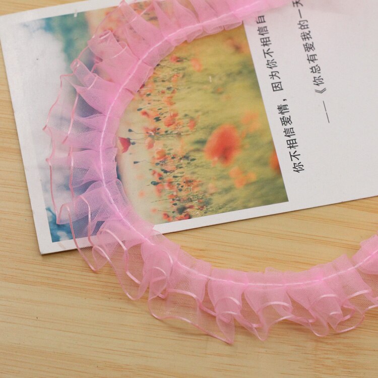 1Meter Multicolor 2-layer Pleated Organza Lace Rib... – Grandado