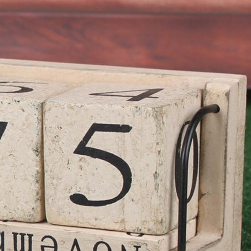 Wooden Perpetual Calendar Retro Rustic Living Room... – Vicedeal
