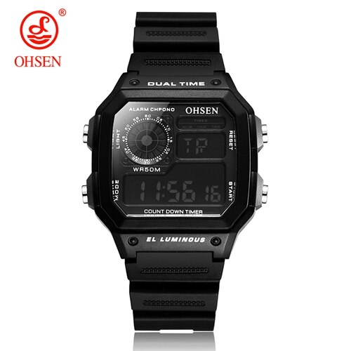 OHSEN Digital Sport Men Watch 50 Waterproof Diving... – Grandado