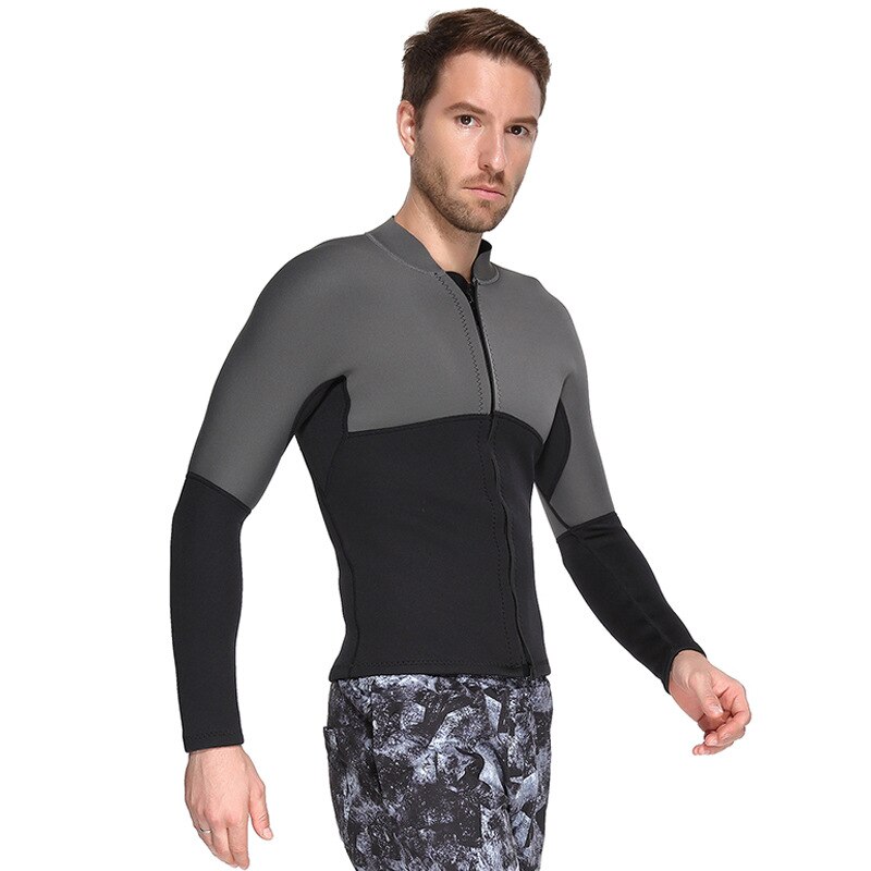 Mens 3mm Neoprene Wetsuit Jacket Long Sleeve Front... – Grandado