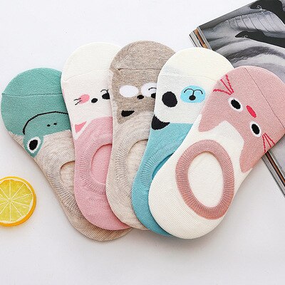 Urgot 5 par damesokker slik farve lille dyr tegnes... – Grandado