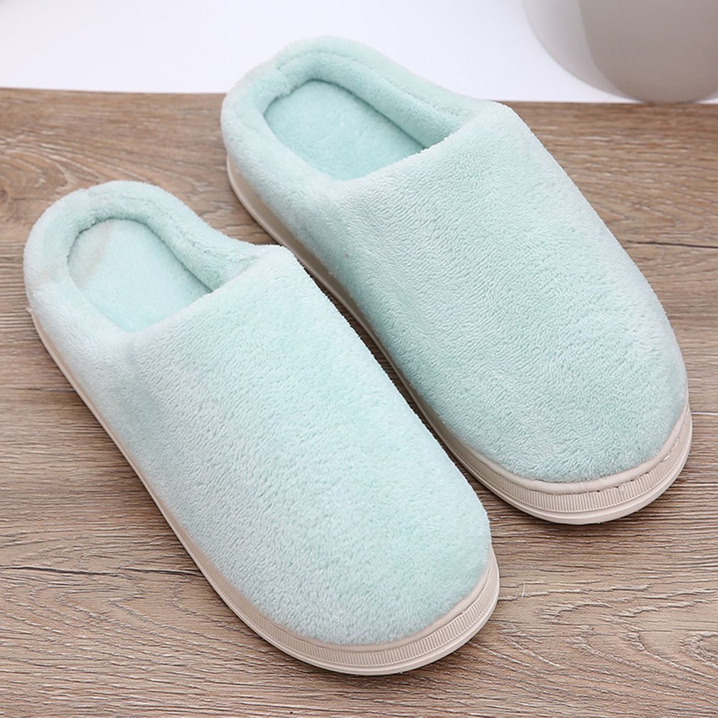Solid Color Home Wood Floor Cotton Slippers – Grandado