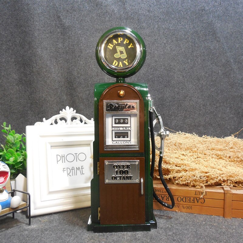 Retro Gas Station Music Box Hand Crank Bar Restaur... – Grandado