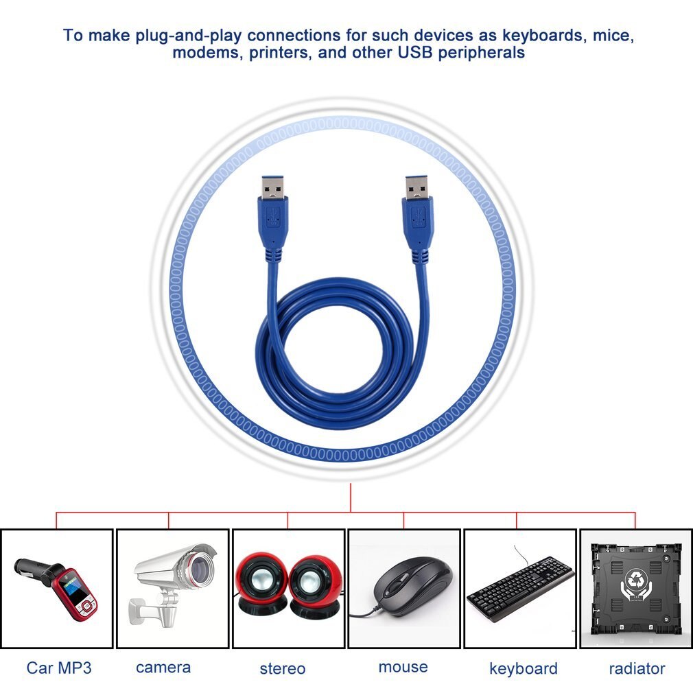 3FT/1M Superspeed USB 3.0 Type A Male to Type A Ma... – Grandado