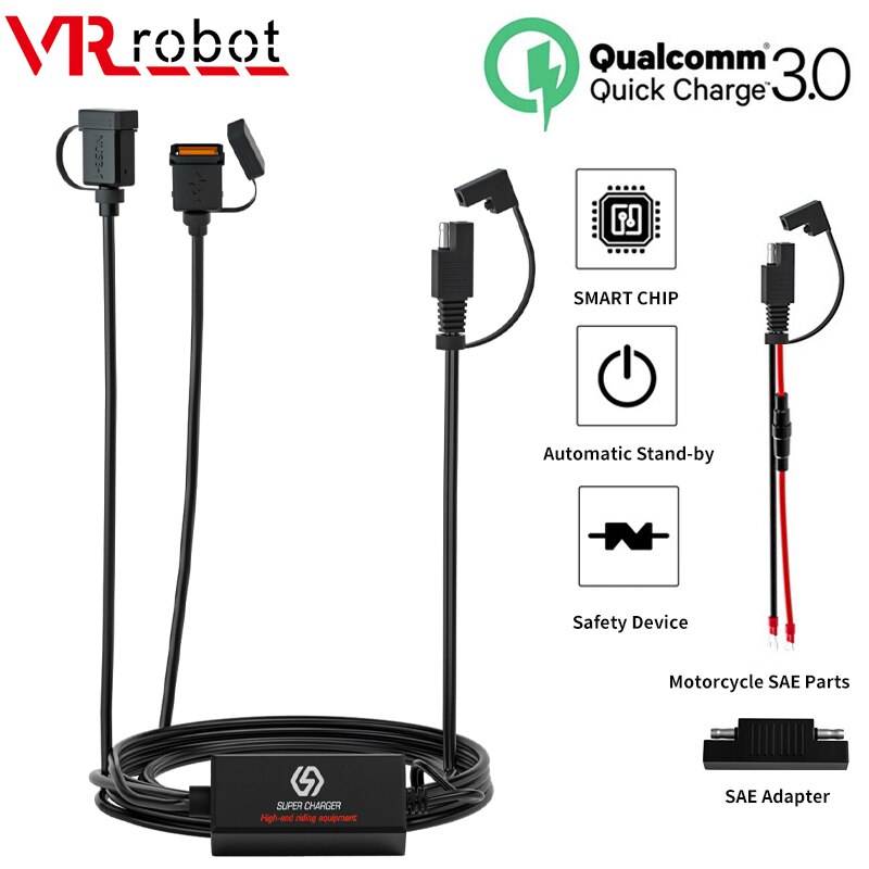 Vr-Robot 18W Motorfiets Qc 3.0 Quick Charge DC12-2... – Grandado