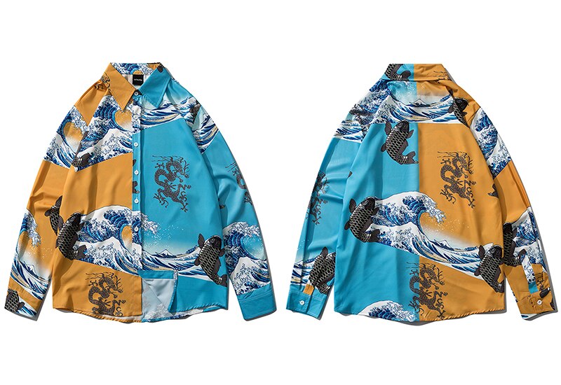 Lenstid Heren Hip Hop Hawaiian Strand Shirt Koi Vi... – Grandado