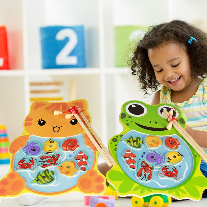 Wooden Magnetic Double Pole Fishing Toy Magnetic C... – Vicedeal