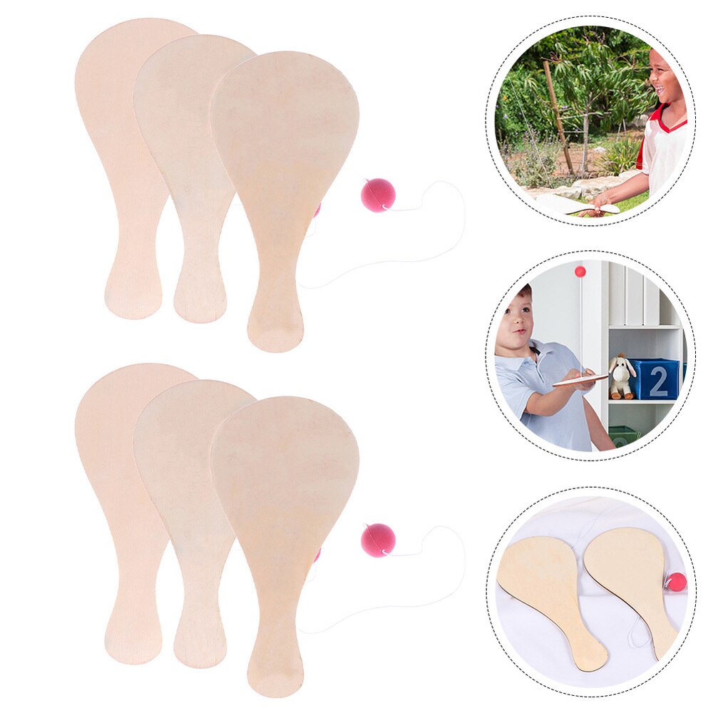 6pcs Hand-painted Wooden Paddle Kid Game Props DIY... – Grandado