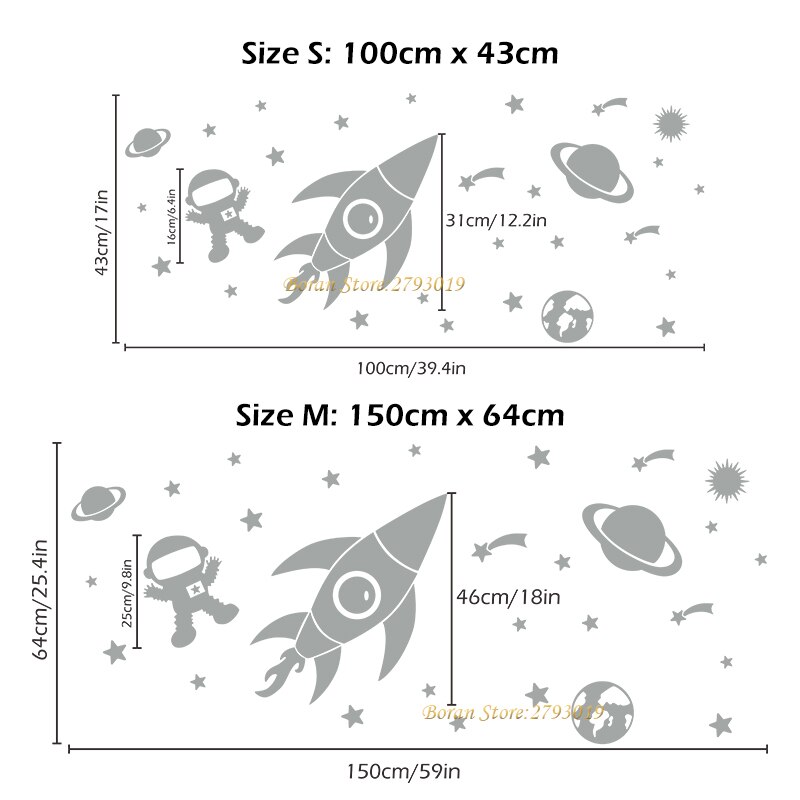 Outer Space Planet Wall Stickers for Kids Room Car... – Grandado