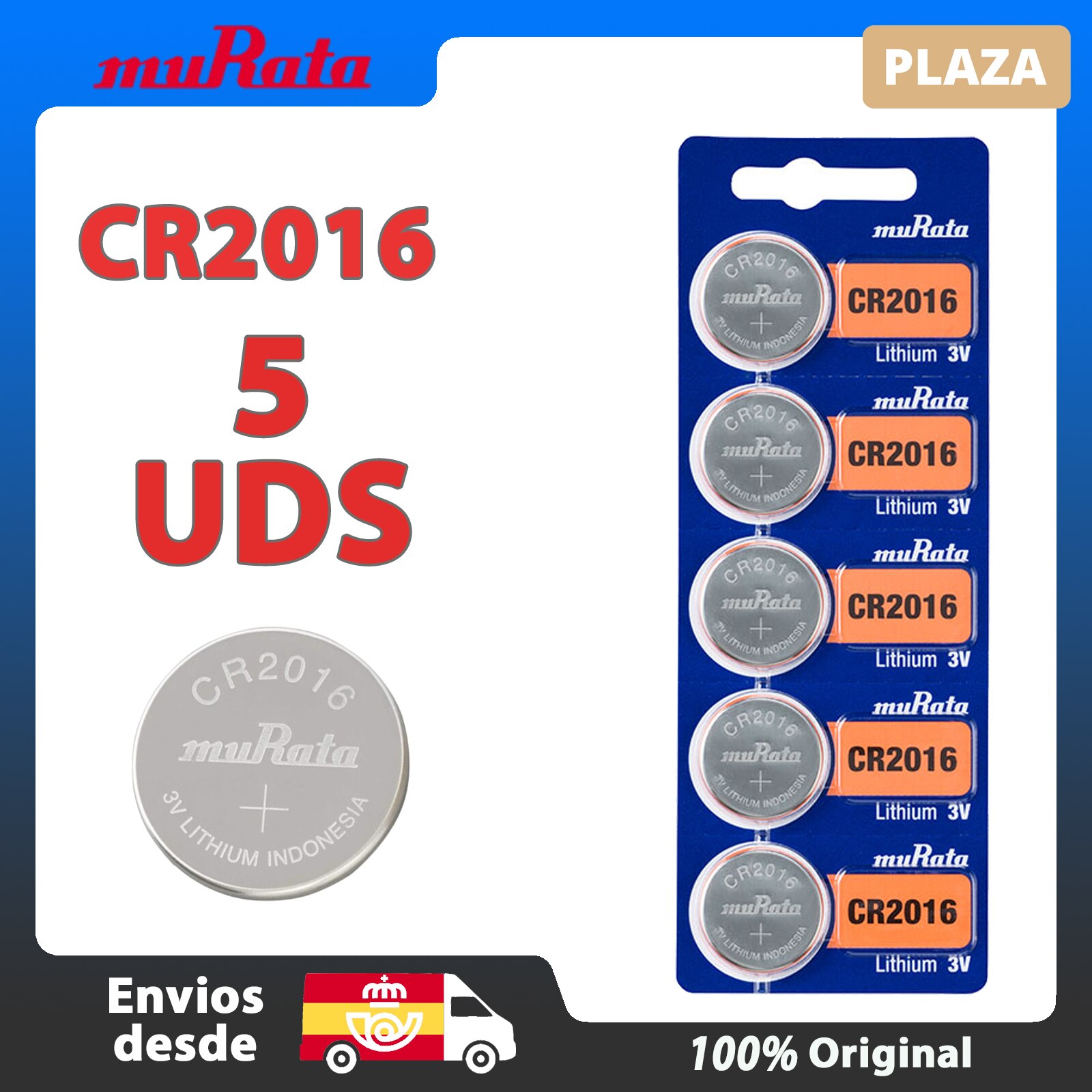 5 Unidades Murata CR2016 3V Original | Bateria Bot... – Grandado