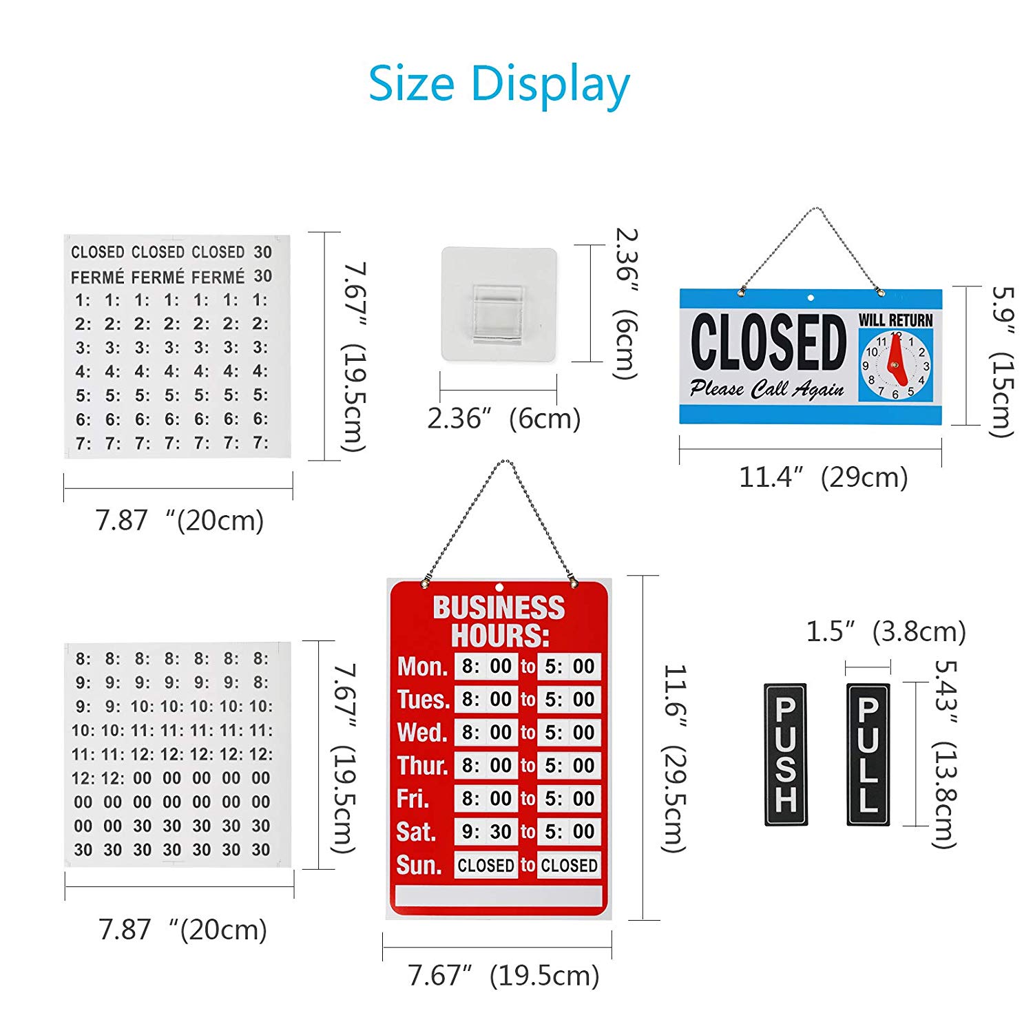 METABLE 1SET Hours Sign Double-sided Open/Closed S... – Grandado
