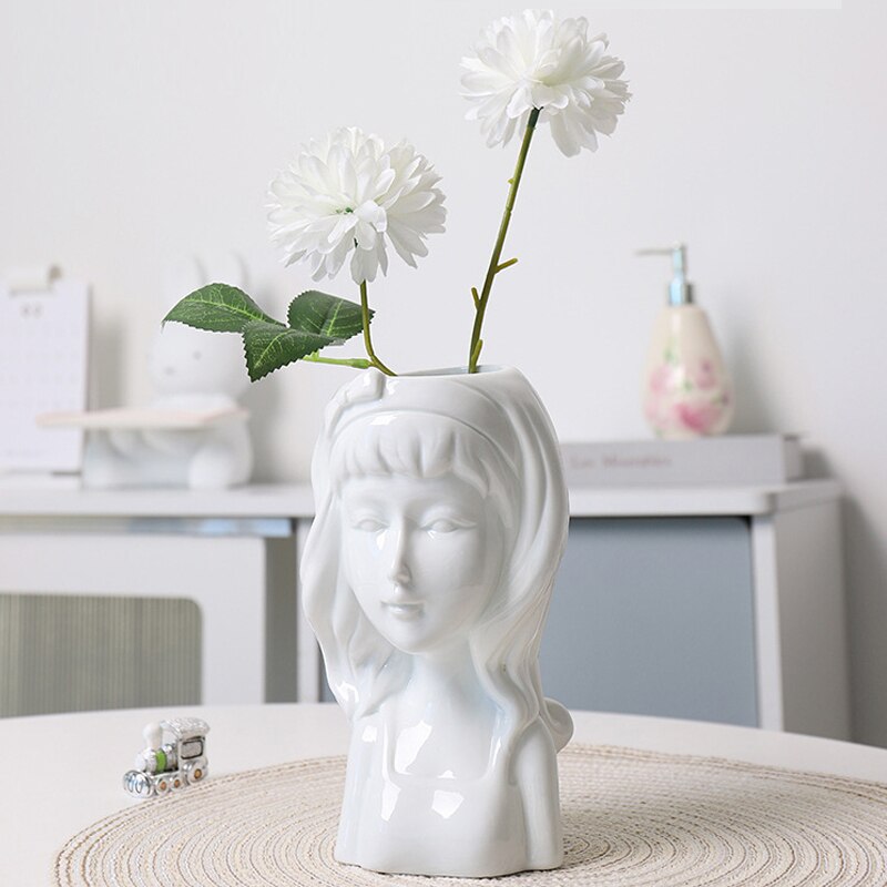 Decor Creatieve Meisje Vorm Vaas Sculptuur Menseli... – Vicedeal