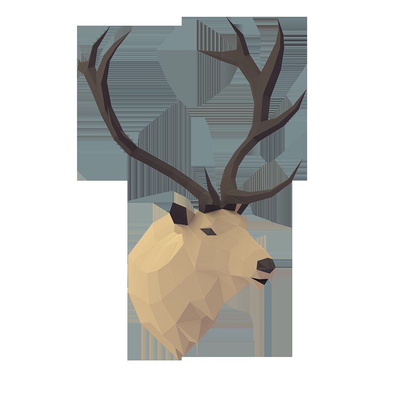 3D Paper Model Elk Head Geometric Origami Modern C... – Grandado