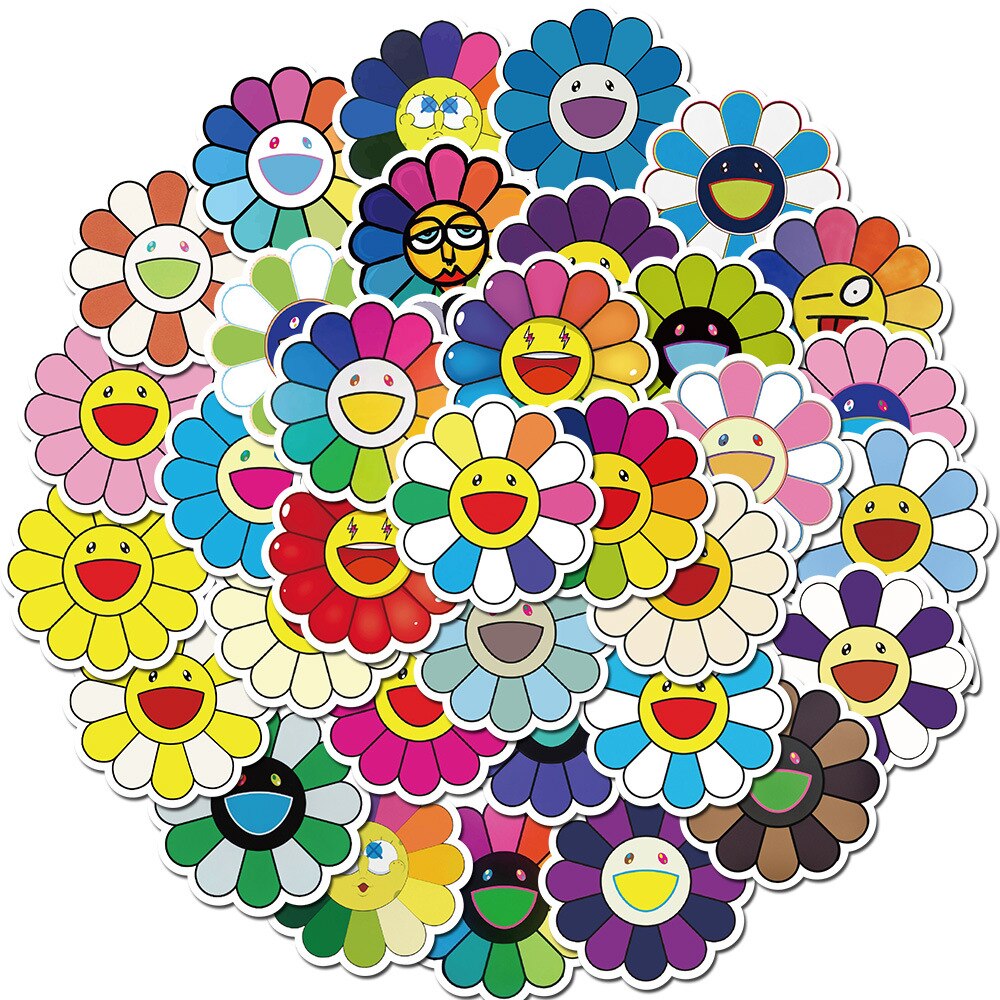 40PCS Rainbow Colorful Sun Flower Art Sticker Girl... – Grandado