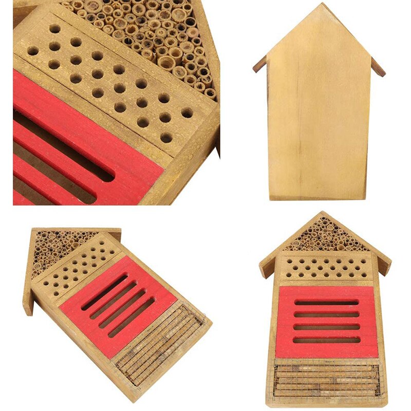Insect House Natural Wooden Bee Hotel Butterfly Ha... – Grandado