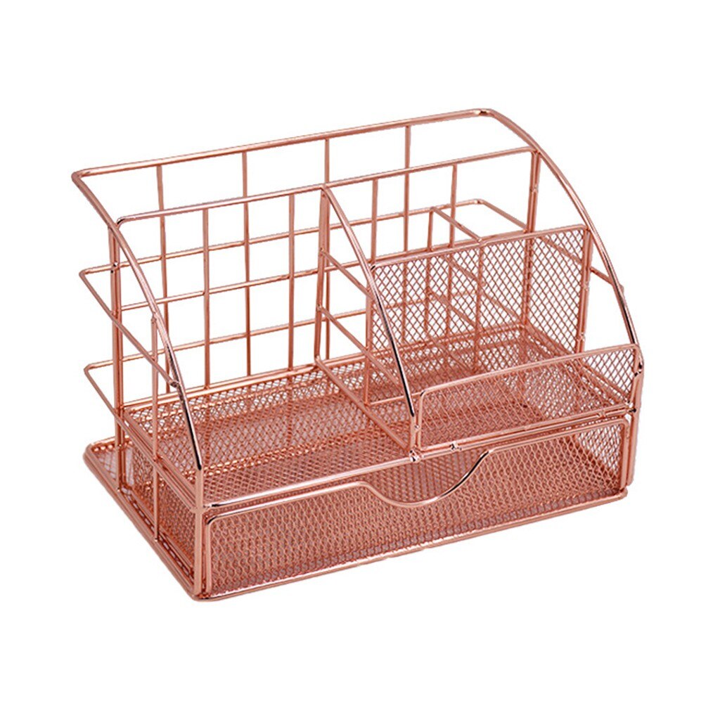 1pc Modern Gold Desktop Organizer Shelf Rack Mesh ... – Vicedeal