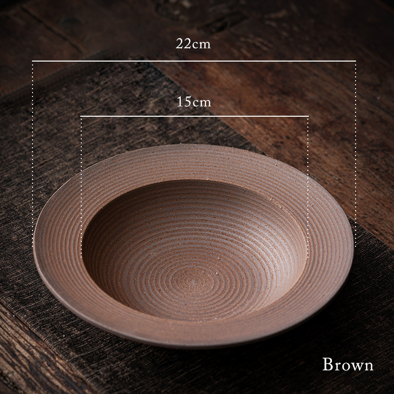 Retro Handcrafted Ceramic Plate Round Deep Disk Vi... – Grandado