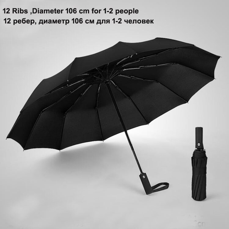 12 Ribs Large Windproof Travel Umbrella With Lengt... – Grandado