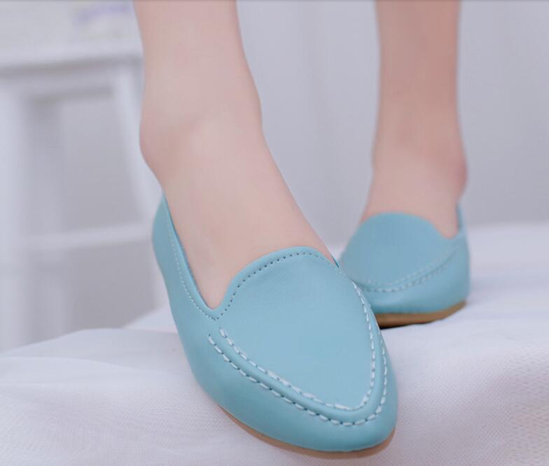 Zapatos de mujer planos de cuero genuino de mocasi... – Vicedeal